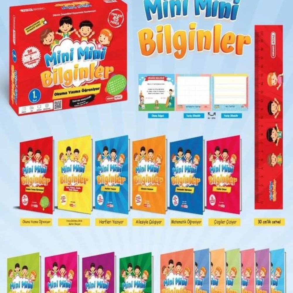 Kırmızı Beyaz 1. Sınıf Mini Mini Bilginler Okuma Yazma Öğreniyor Okuma ...