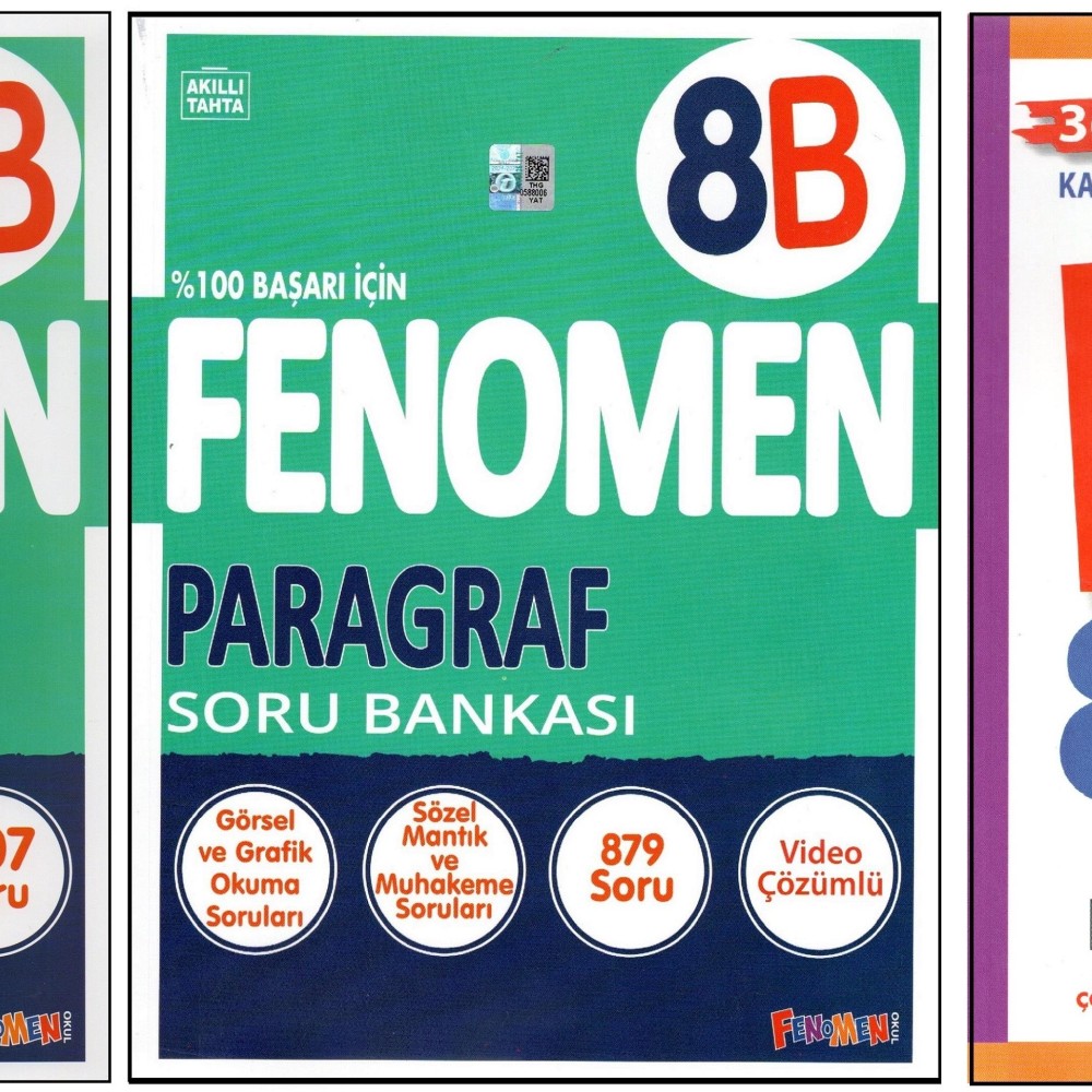 FENOMEN 8. SINIF 8B TÜRKÇE+PARAGRAF+KURMAY KAZANIM KAVRAMA D. (3 KİTAP)